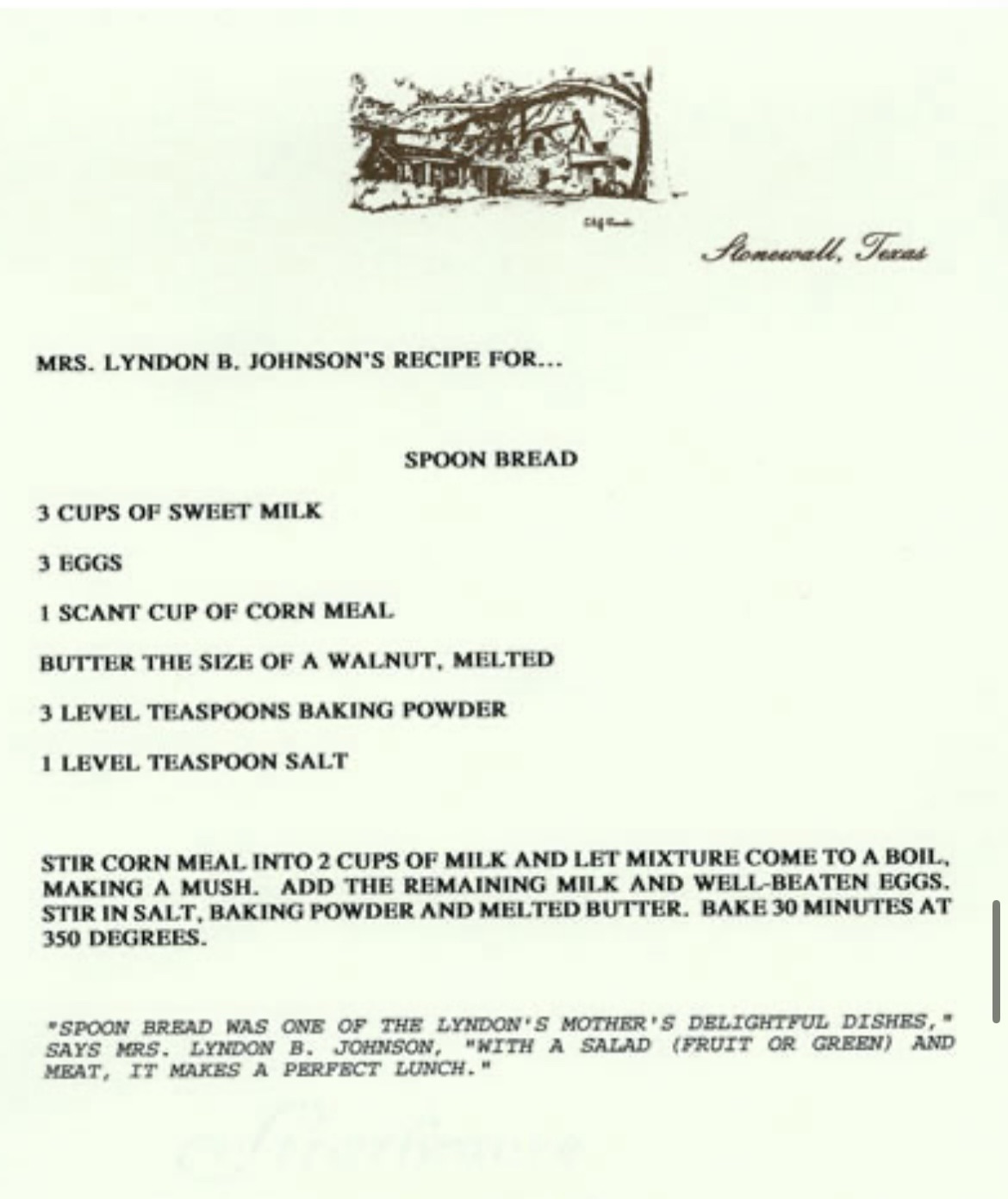 Lady Bird Johnson’s Spoon Bread Recipe | The Historical Homemaker