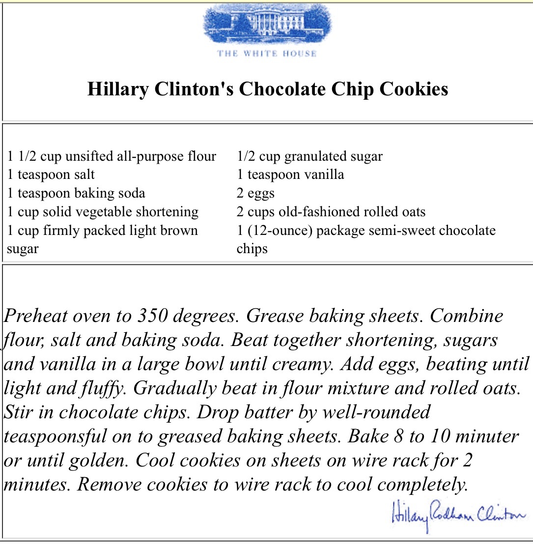 Hillary Clinton’s Chocolate Chip Cookies | The Historical Homemaker